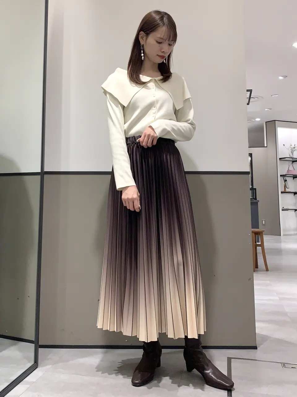 【NEW】イェッカ ヴェッカ（YECCA VECCA）/＜＜追加生産＞＞グラデーションラインプリーツスカート YECCA VECCA｜<<追加生産>>グラデーションラインプリーツスカート